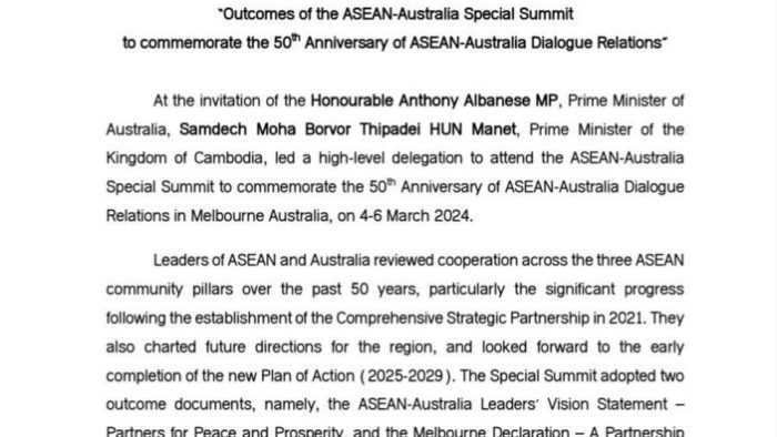 Outcomes of ASEAN-Australia Special Summit to Commemorate 50th ...
